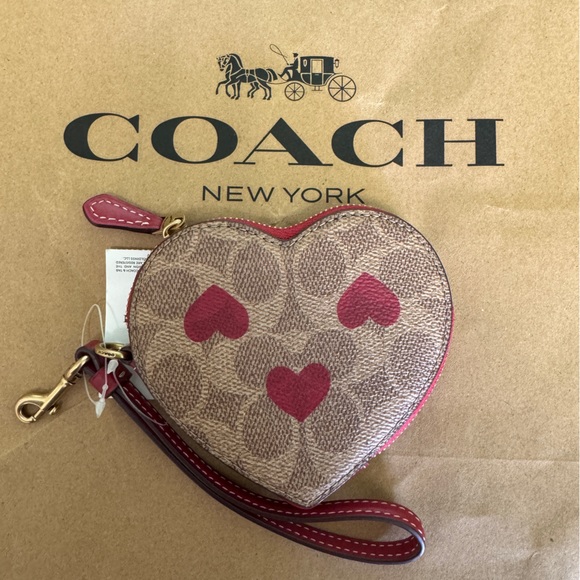 Coach | Accessories | Heart Wristlet In Signature Canvas With Heart ...